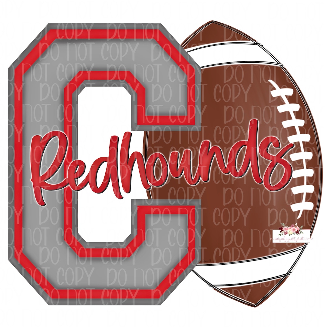 Corbin Redhounds Football Digital Design | Gray and Red | Hand Drawn ...