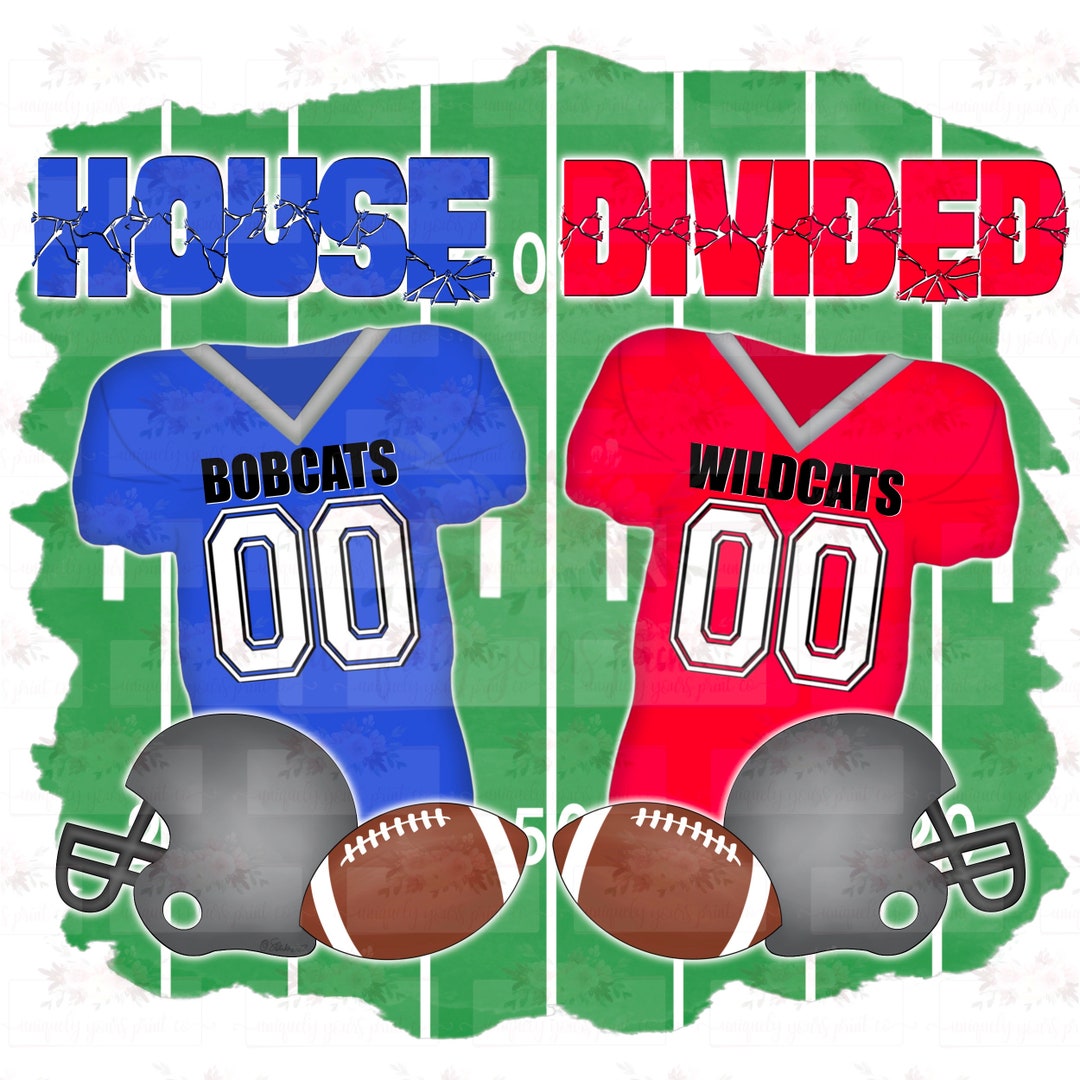 House Divided Football Digital Design | Blue Gray Bobcats | Red Black ...