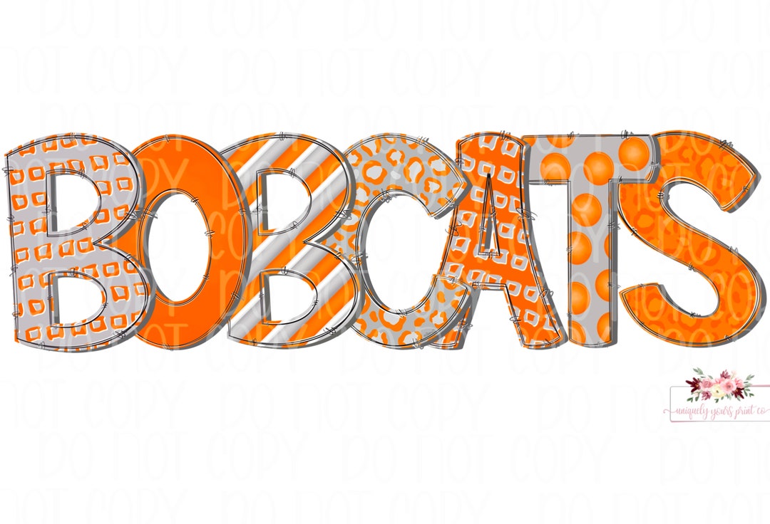 Orange and Gray Bobcats Digital Design | Hand Drawn | PNG | Sublimation ...
