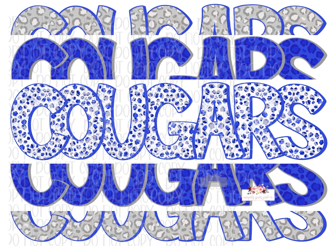 Cougars Digital Design | Royal Blue and Gray Cougars Mascot | Stacked ...