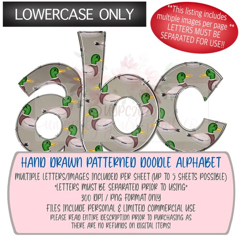 Mallard Ducks Lowercase Alpha Set Hand Drawn PNG - Etsy