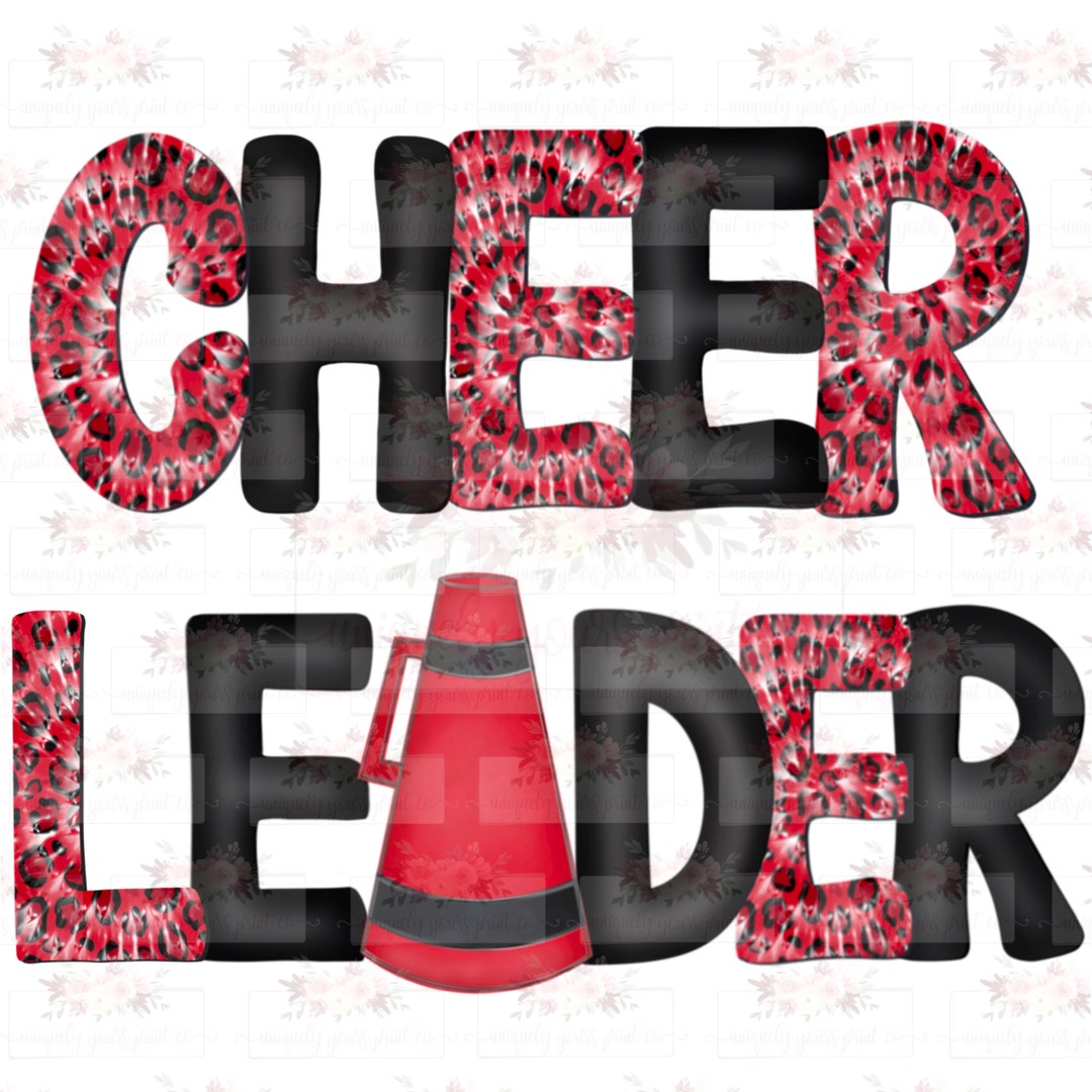 Cheer Leader Png | Red, Black & White Cheetah Tie Dye Doodle | Hand ...
