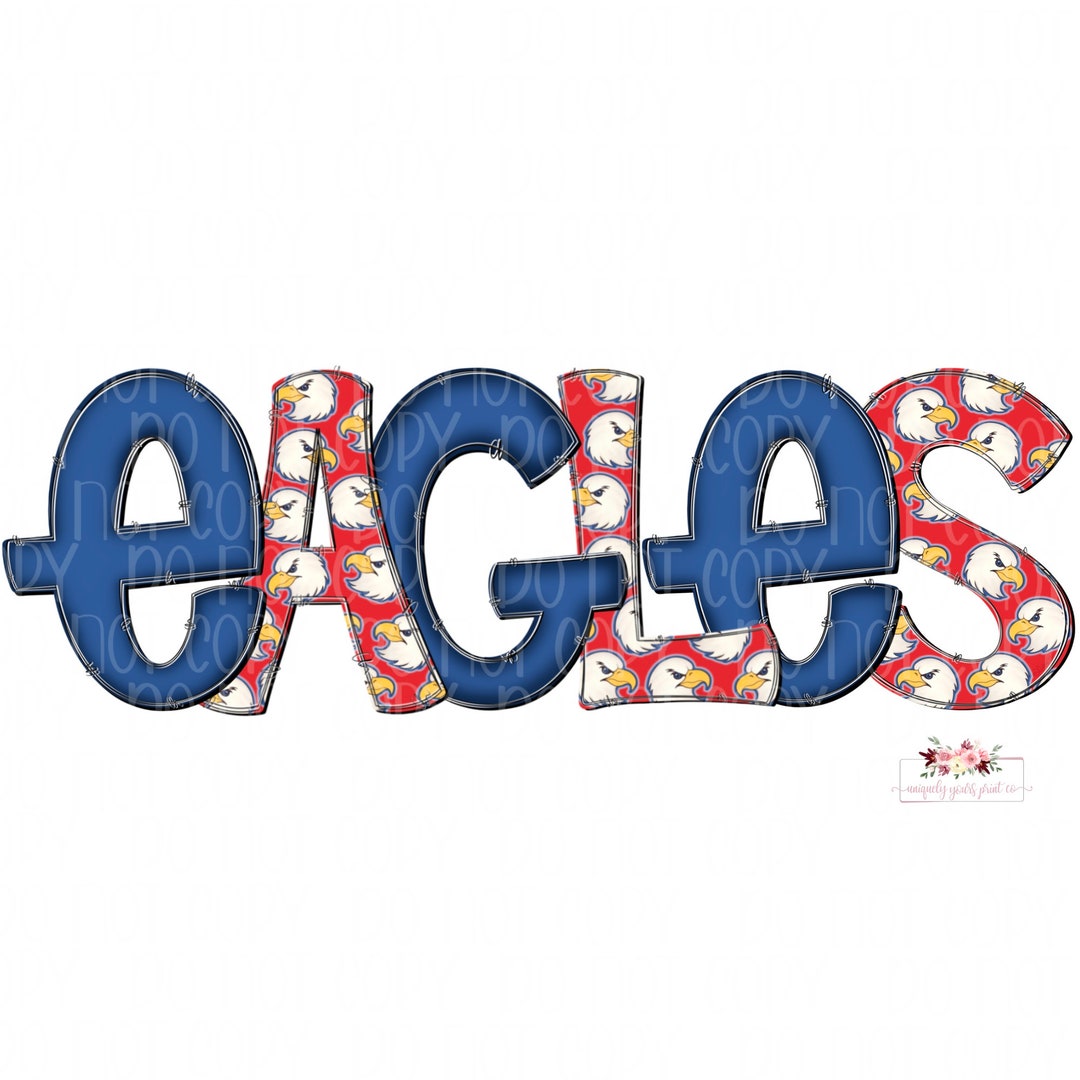Red & Blue Eagles Digital Design | Hand Drawn | School Spirit | Digital ...
