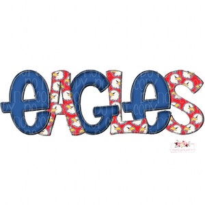 Red & Blue Eagles Digital Design | Hand Drawn | School Spirit | Digital ...