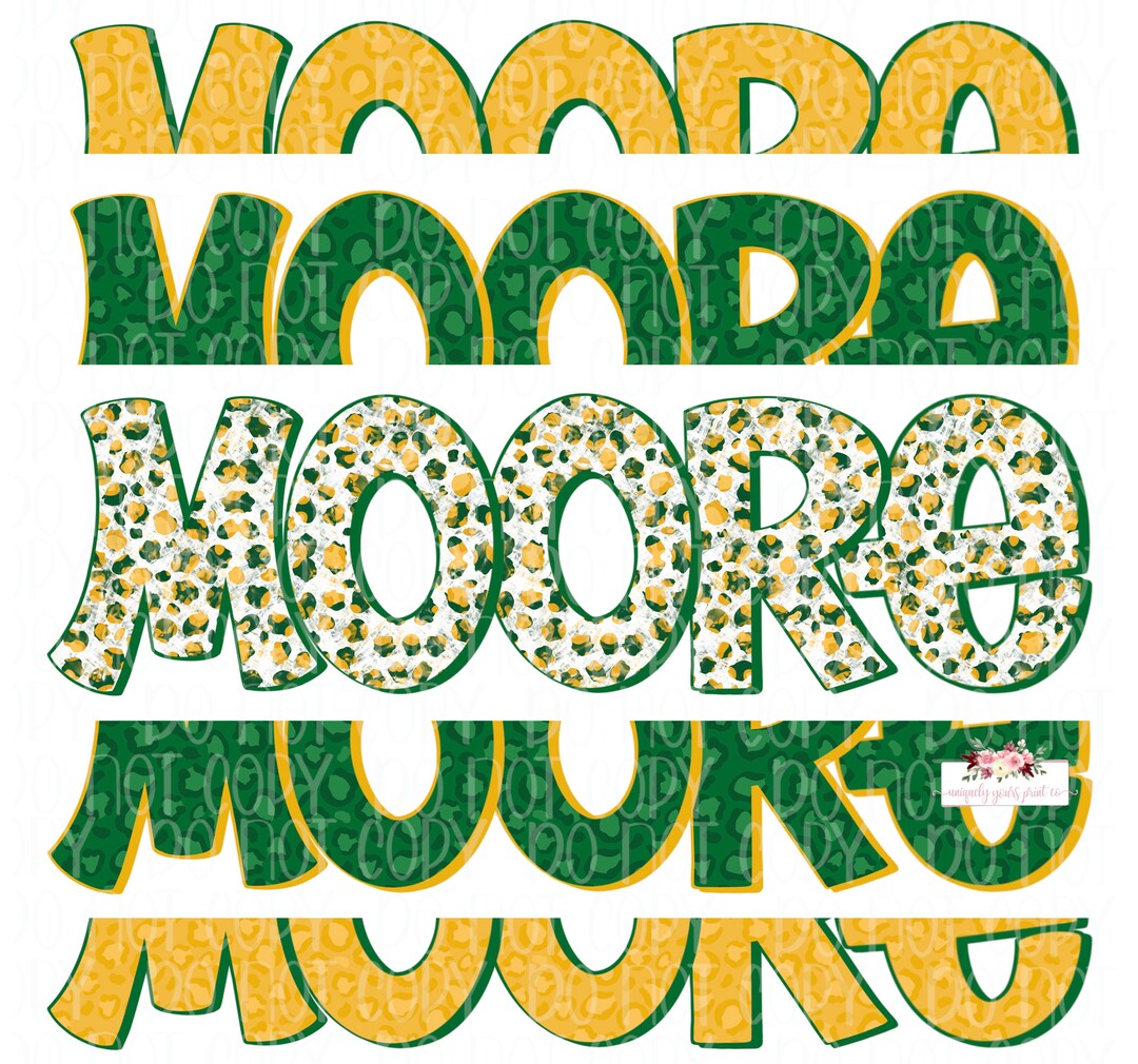 Green and Gold Moore Mascot Digital Design Stacked Cheetah Tie Dye ...