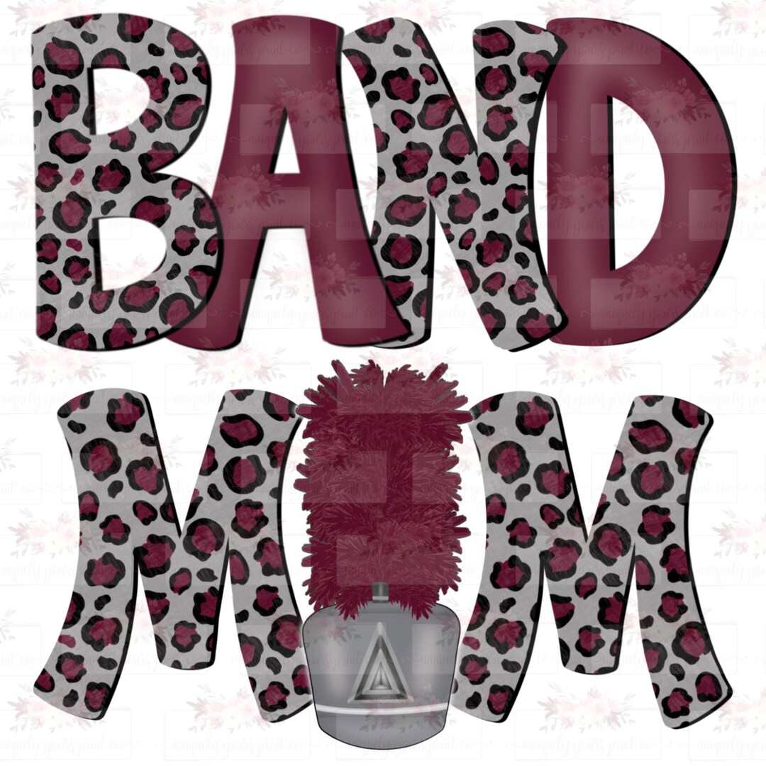Maroon Gray and Black Leopard Drum Major Band Mom Doodle | Hand Drawn ...