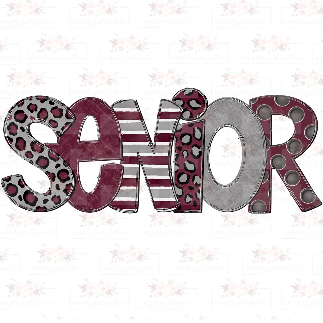 Maroon and Gray Senior Doodles | Senior PNG | Hand Drawn | Sublimation ...