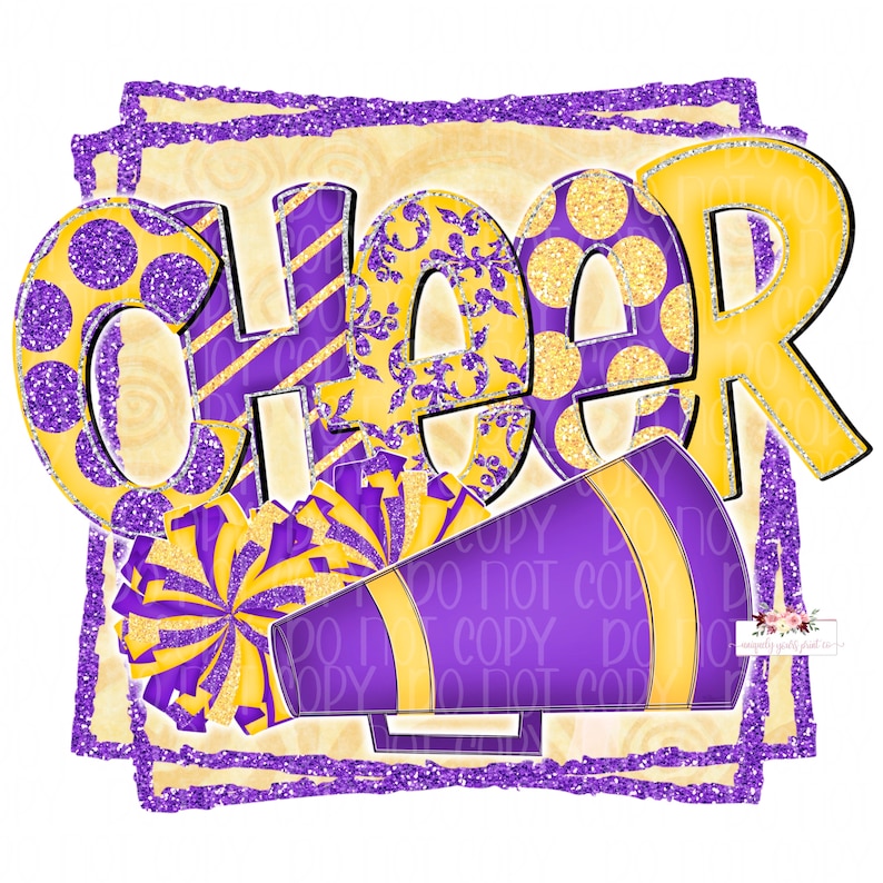 Purple & Yellow Glitter Cheer Design | PNG, Sublimation (digital ...
