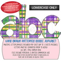 Royal Blue and Yellow Brushstroke and Leopard Caps Alpha Sets Doodle ...