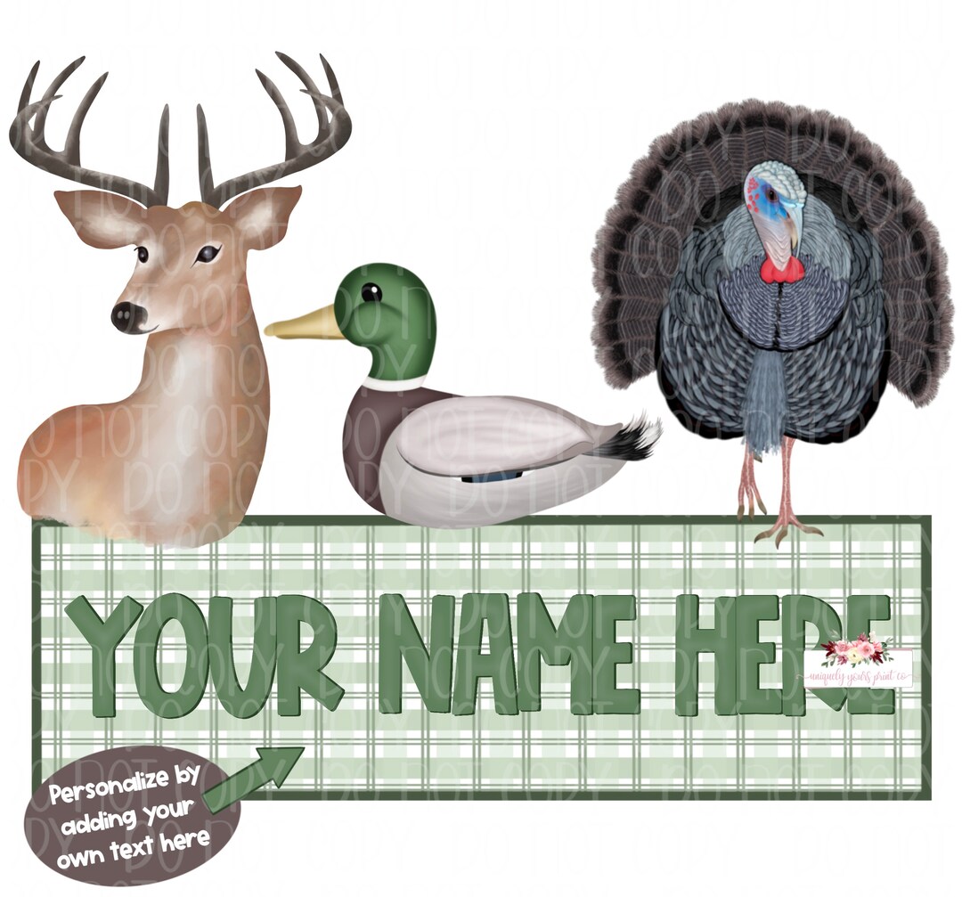 Buck, Duck & Turkey Hunting Trio Digital Design | Personalizable Name ...