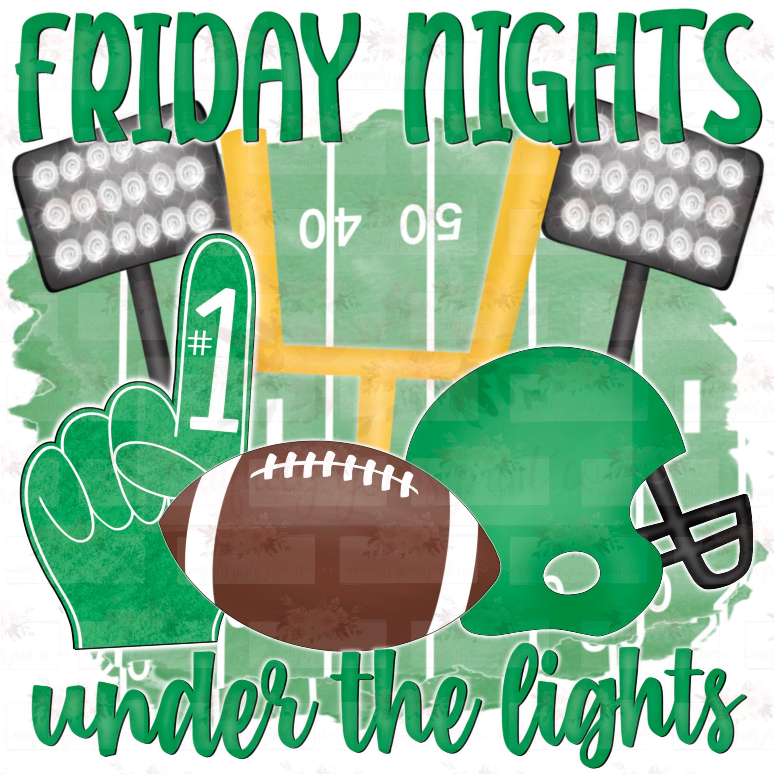 Green & White Football Digital Design Friday Nights Football - Etsy
