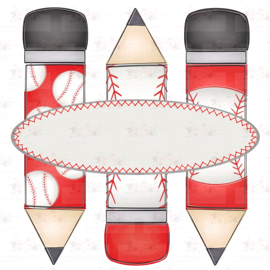 Baseball Pencil Trio With Nameplate Digital Design | Printable Design ...