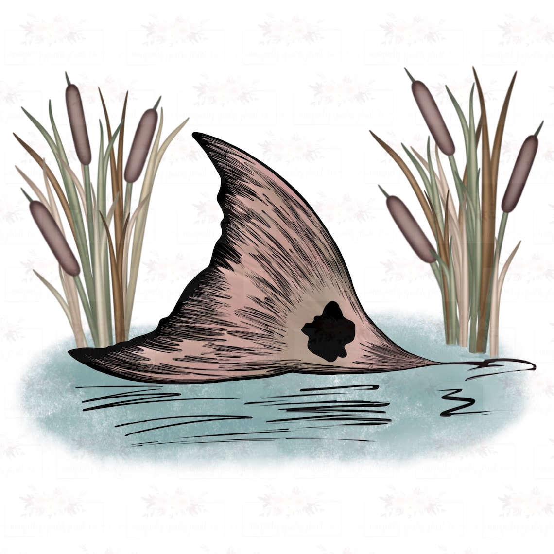 Redfish in Marsh PNG Printable Red Drum America Hand - Etsy