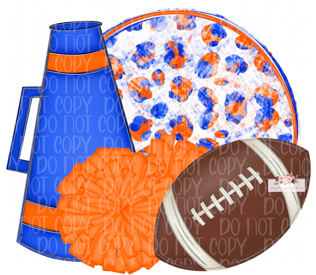 Royal Blue Orange Football Cheer Digital Design | Cheetah Tie Dye ...