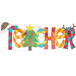 Teacher Christmas Doodle | Digital Download | PNG | Sublimation | Hand ...