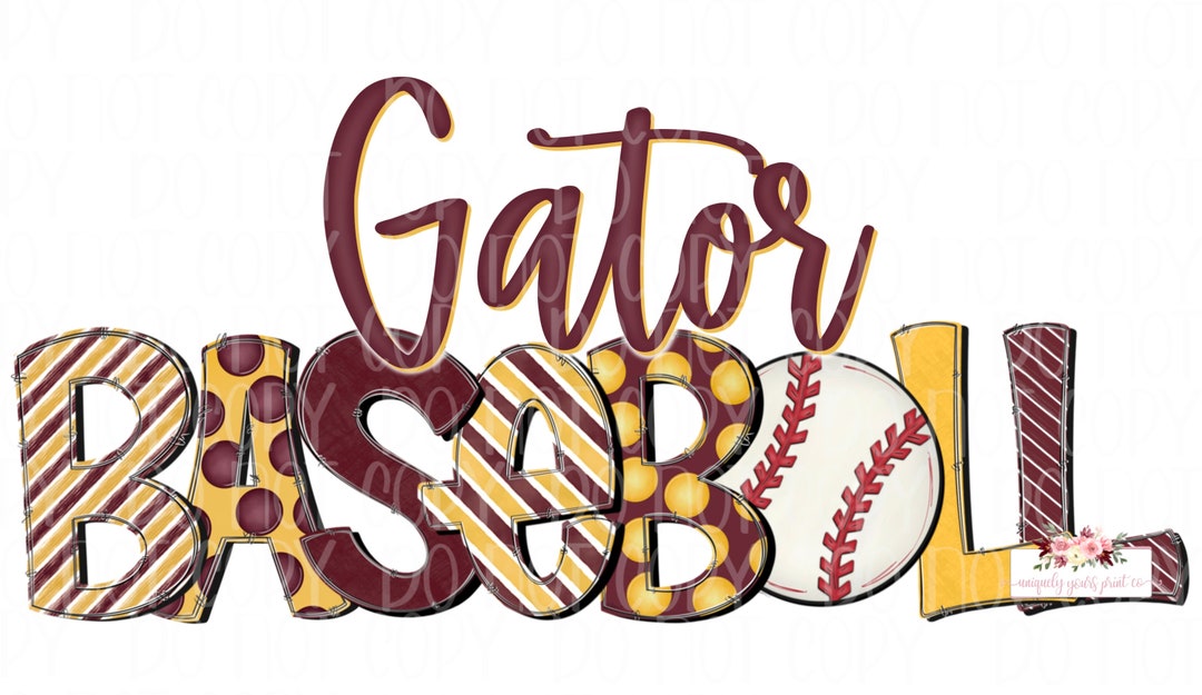 Maroon and Gold Gator Baseball Digital Design | Hand Drawn | PNG ...