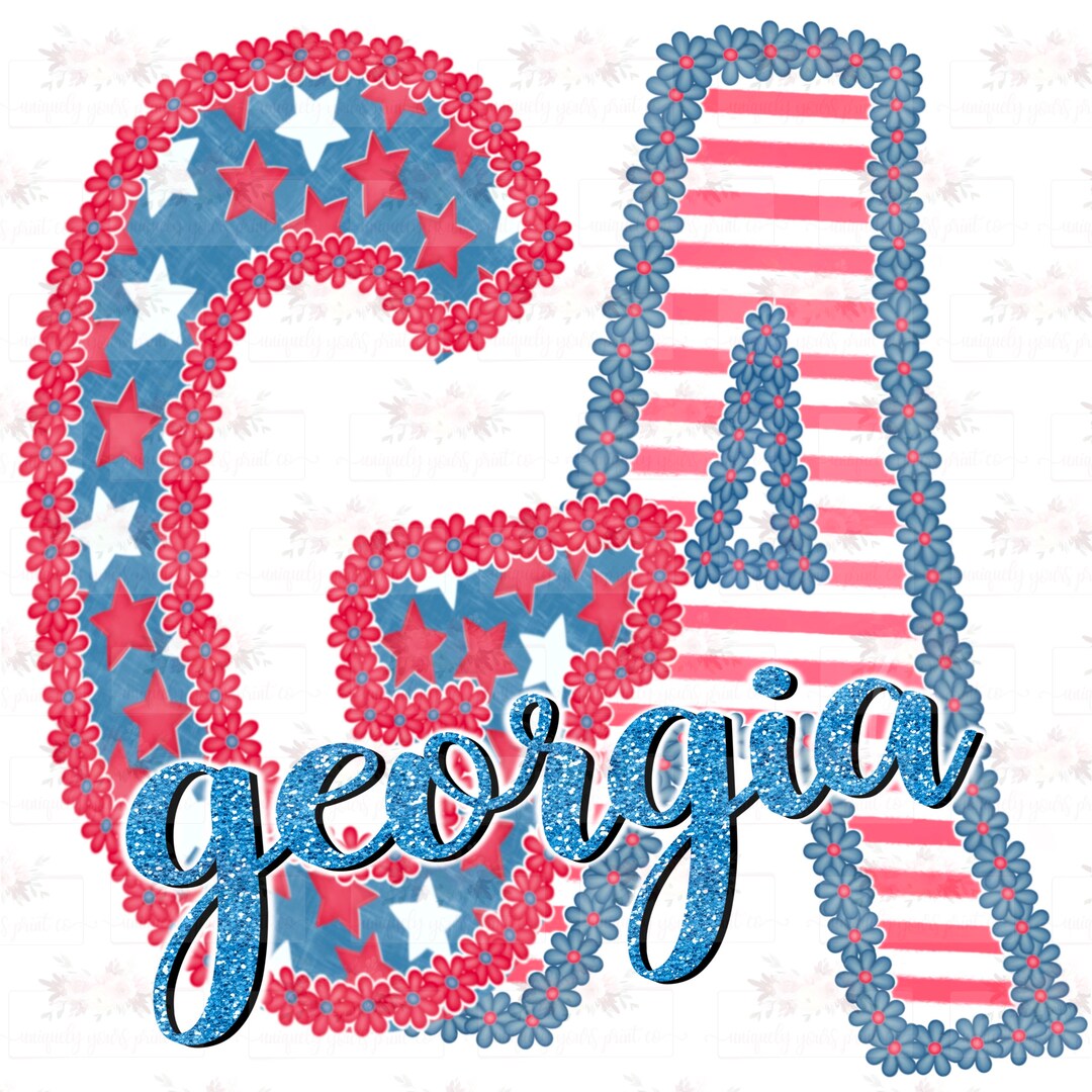 Georgia PNG |patriotic Floral Glitter| | Digital Designs | Instant ...