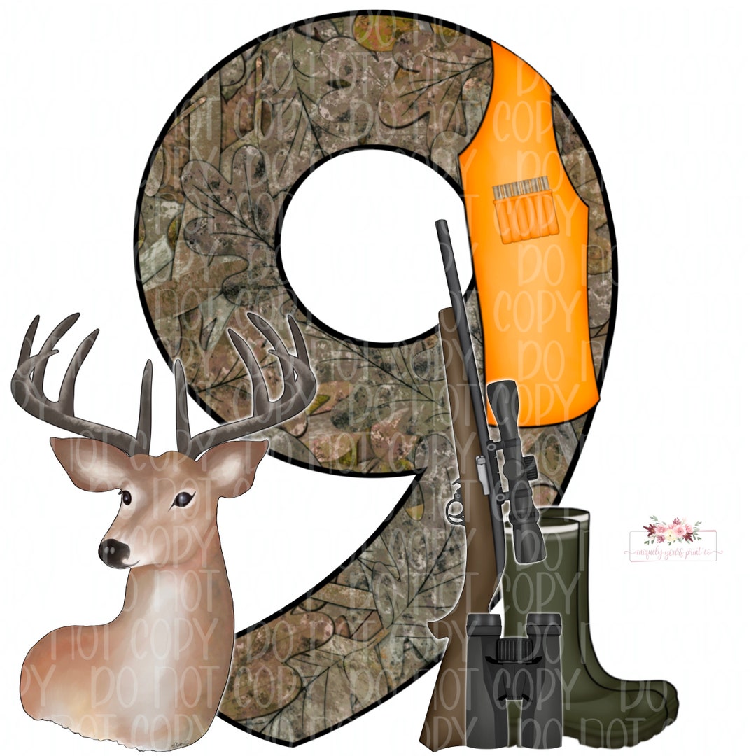 Number 9 Deer Hunting Elements Digital Design | Deer Hunting 9 | PNG ...