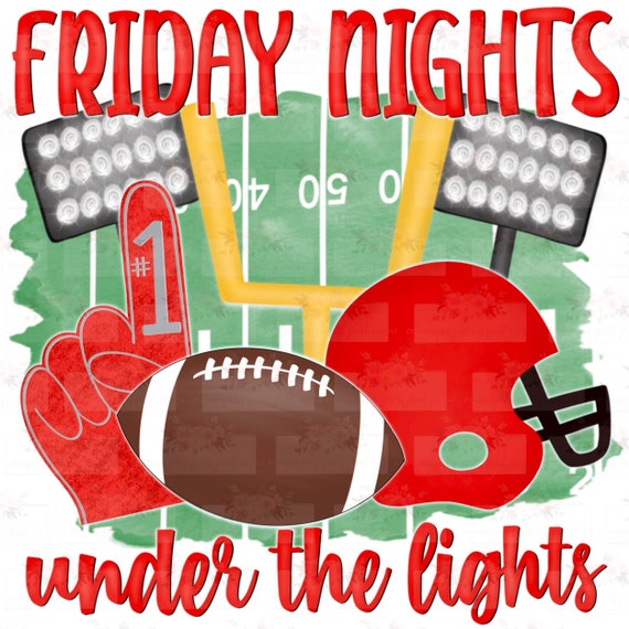Bright Red and Gray Football Digital Design Friday Nights - Etsy