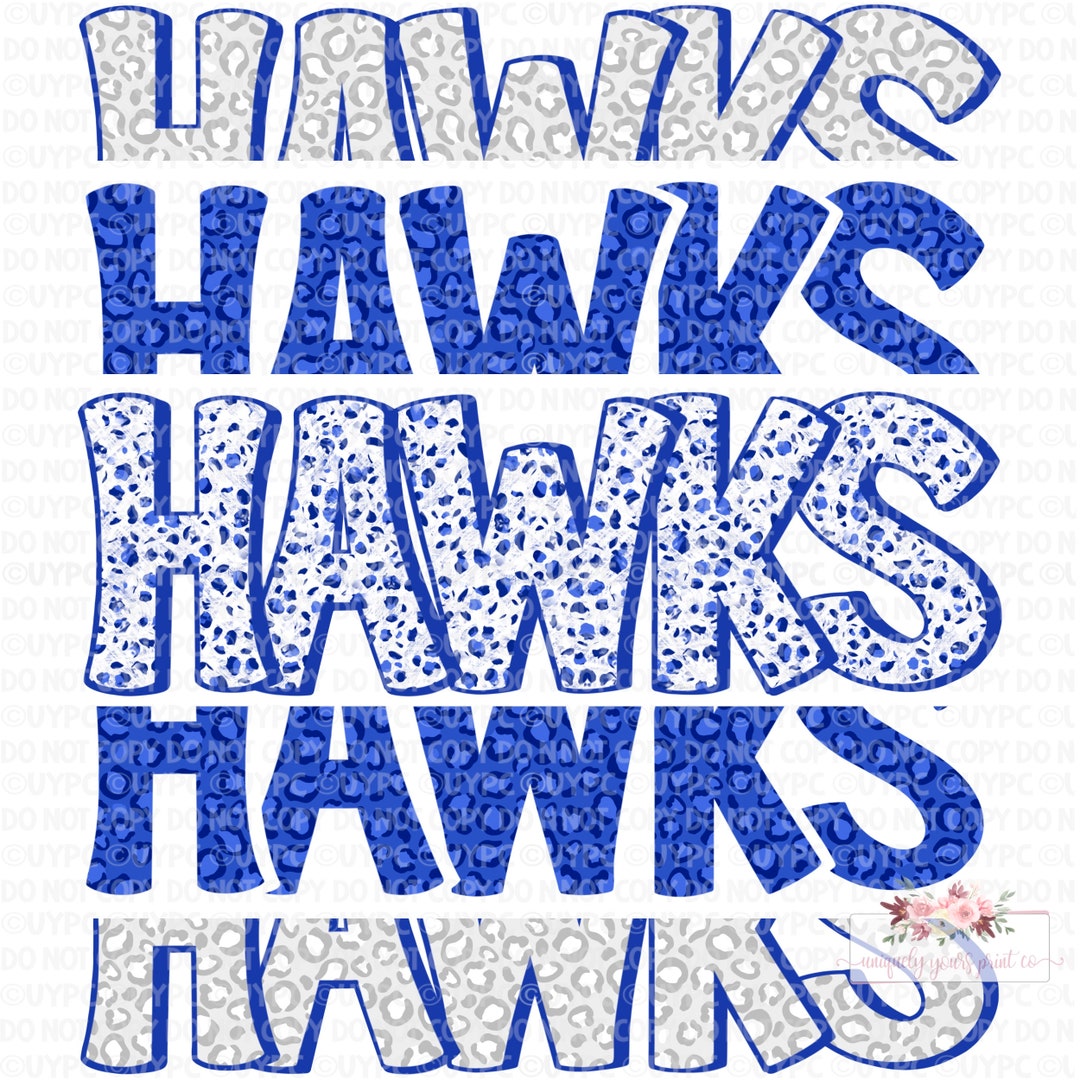 Hawks Digital Design | Royal Blue and Gray Hawk Mascot | Stacked ...