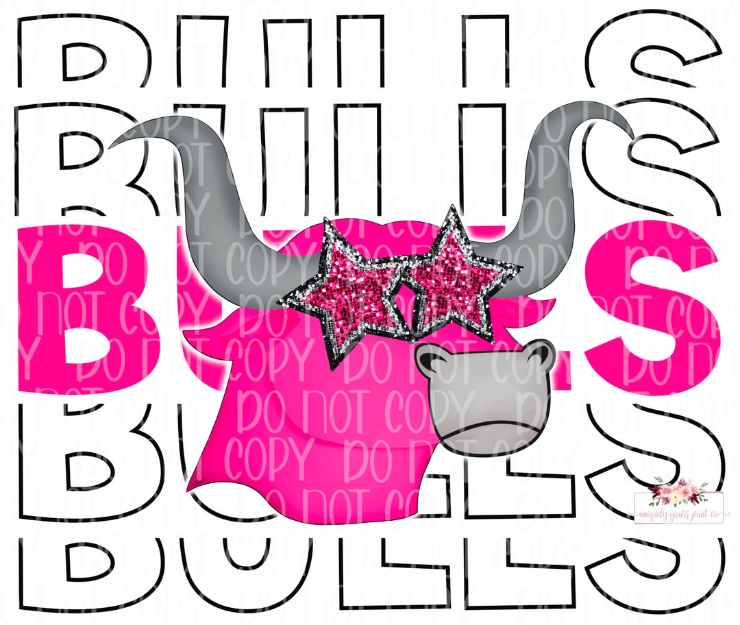 Bull Mascot Stacked Preppy Digital Design | Hot Pink | Sequins Preppy ...