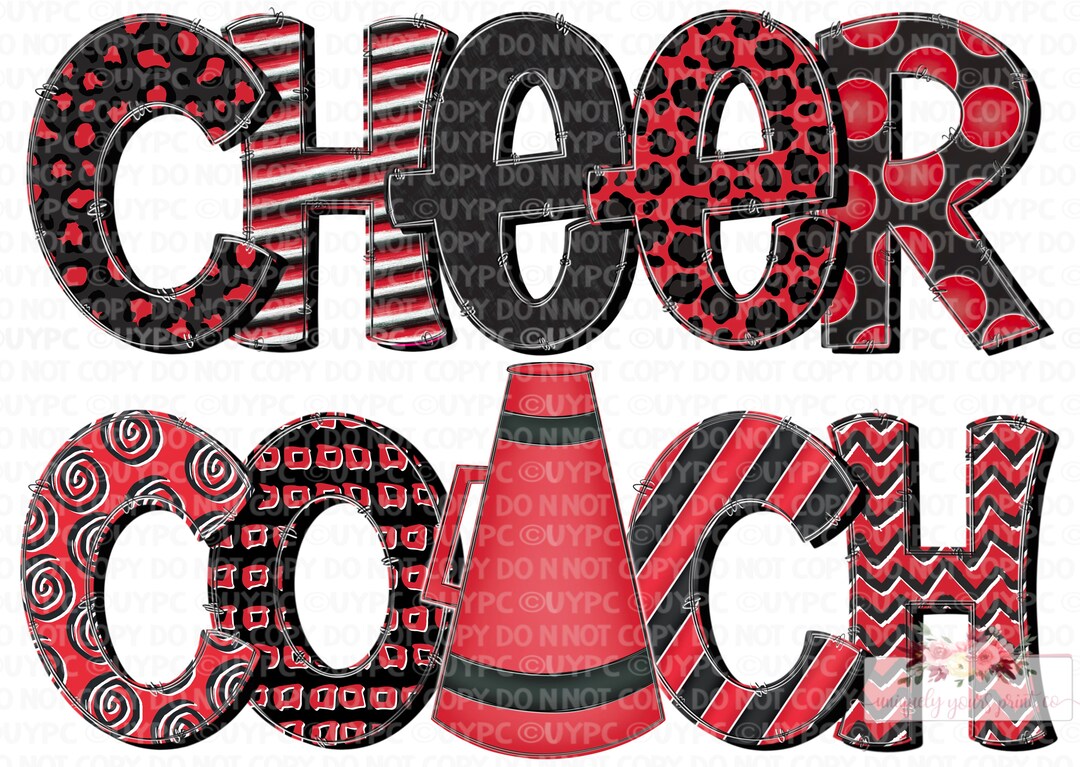 Red and Black Cheer Coach Digital Design | Hand Drawn | | Sublimation ...