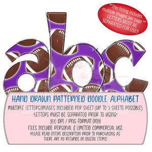 Purple Football Lowercase Alphabet Set | Alpha Pack| Hand Drawn | PNG ...