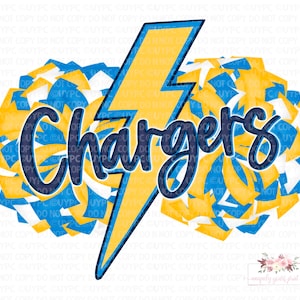 LHS Chargers Cheer Digital Design | Blue and Yellow Gold Cheer Poms ...