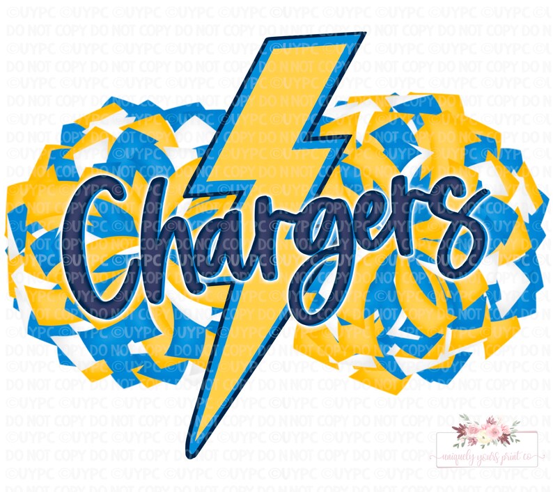 Chargers Cheer PNG | Blue, Yellow, and Gold Poms (digital Download) - Etsy