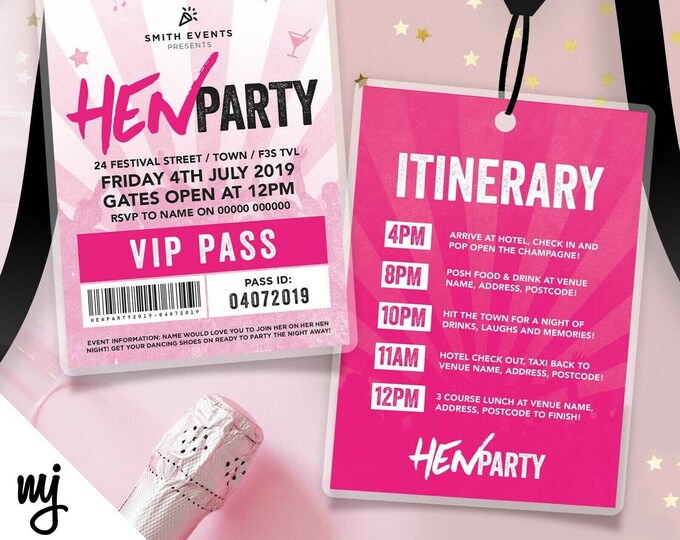 HENFEST ® Hen Party VIP Lanyard Passes Hen Party VIP Cards Hen Fest ...