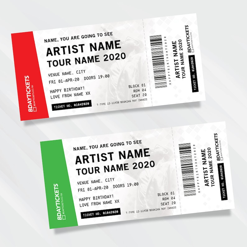 Personalised Mock Gig/concert Ticket Birthday / | Etsy