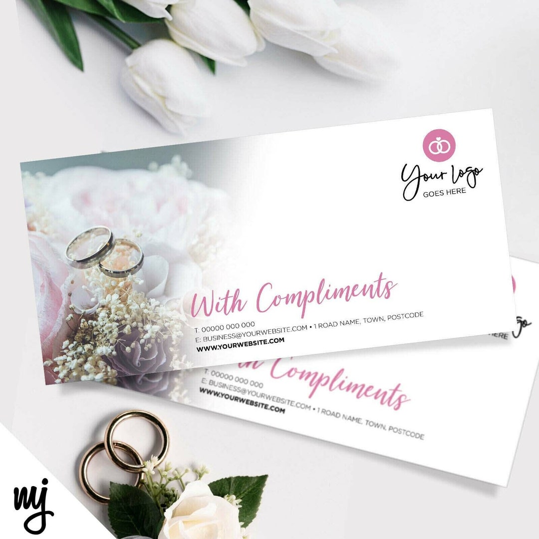 Custom Compliment Slip Printing | Wedding Bridal Shop Groom Venue ...