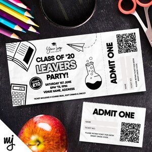 Custom Printed School Leavers Party Tickets Perforated Stubs White ...