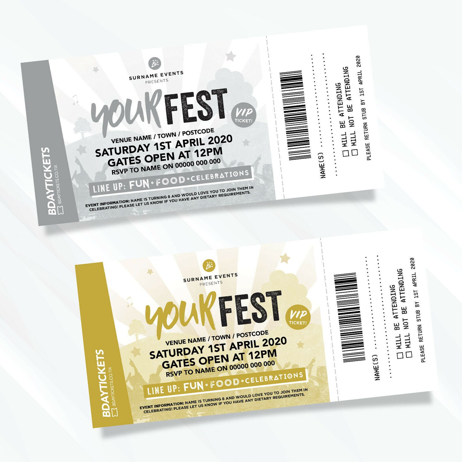 Personalised Festival VIP Ticket Style Party Invitations | Etsy UK