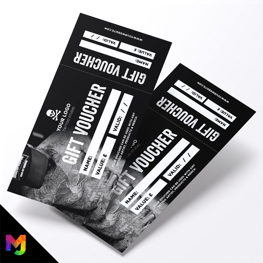 Custom Printed Gift Vouchers | Perforated Stubs | Tattoo Shop Tat ...