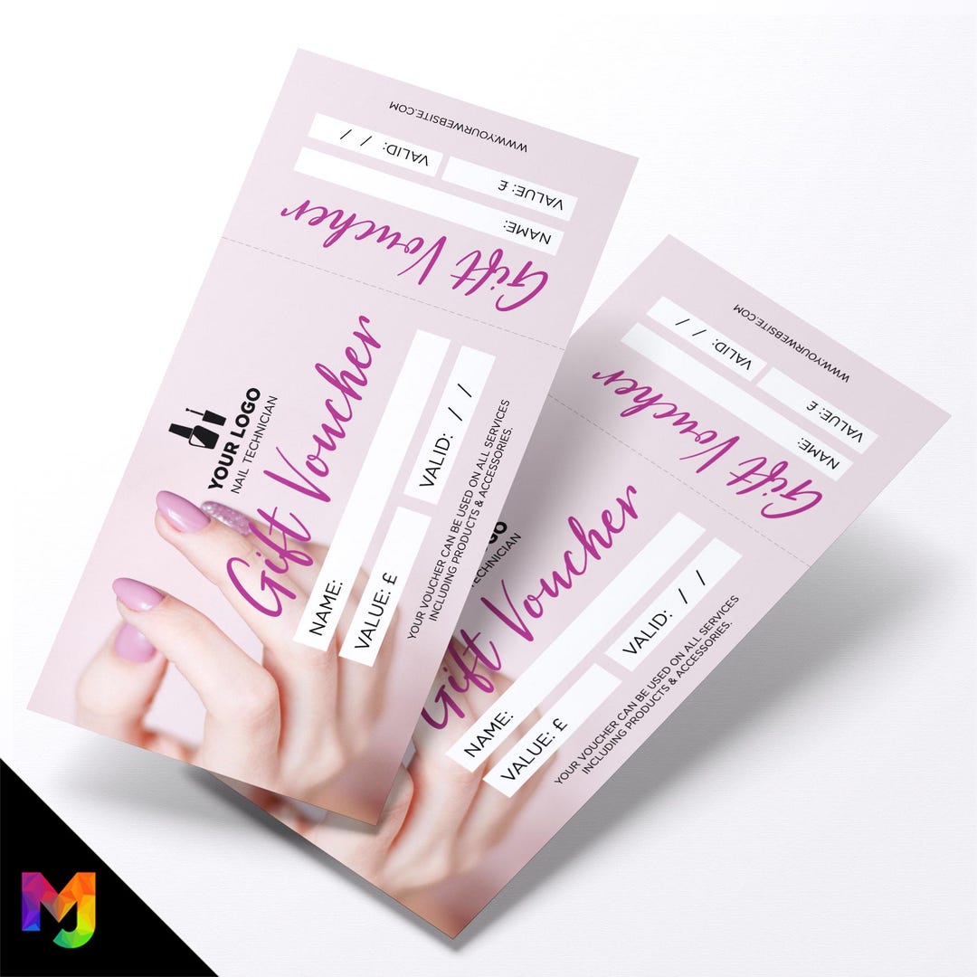 Custom Printed Gift Vouchers | Perforated Stubs | Nail Technician ...