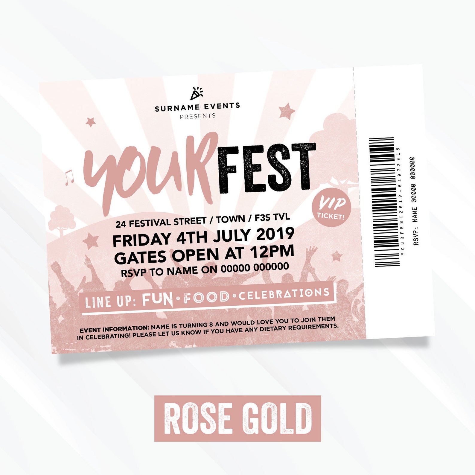Personalised Festival Ticket Style Invitations - Etsy