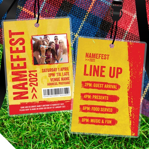 Personalised Festival Style VIP Pass & Lanyard Invitations - Etsy