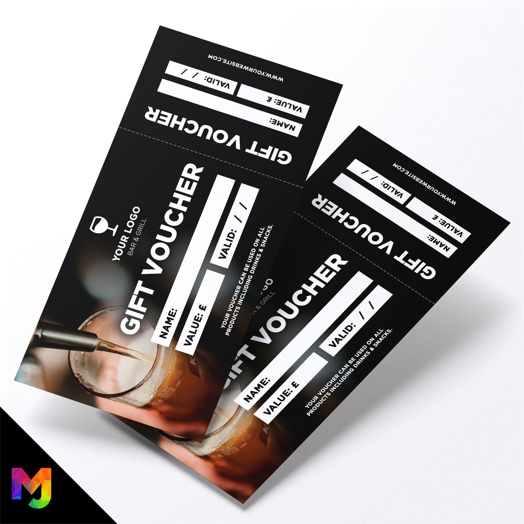 Custom Printed Gift Vouchers | Perforated Stubs | Bar Beer Drinks ...