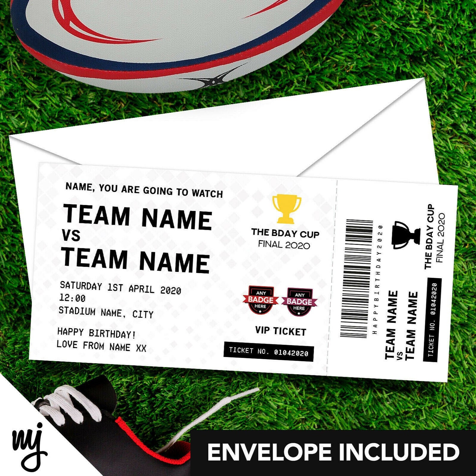 Billet de match de rugby simulé personnalisé Cadeau danniversaire ...