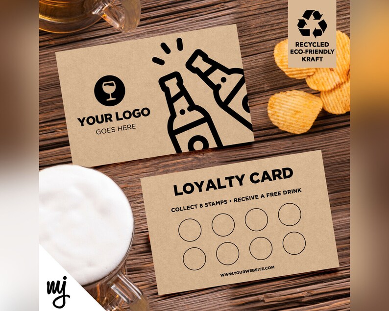 Custom Printed Kraft Loyalty Cards Beer / Drink / Pub / - Etsy