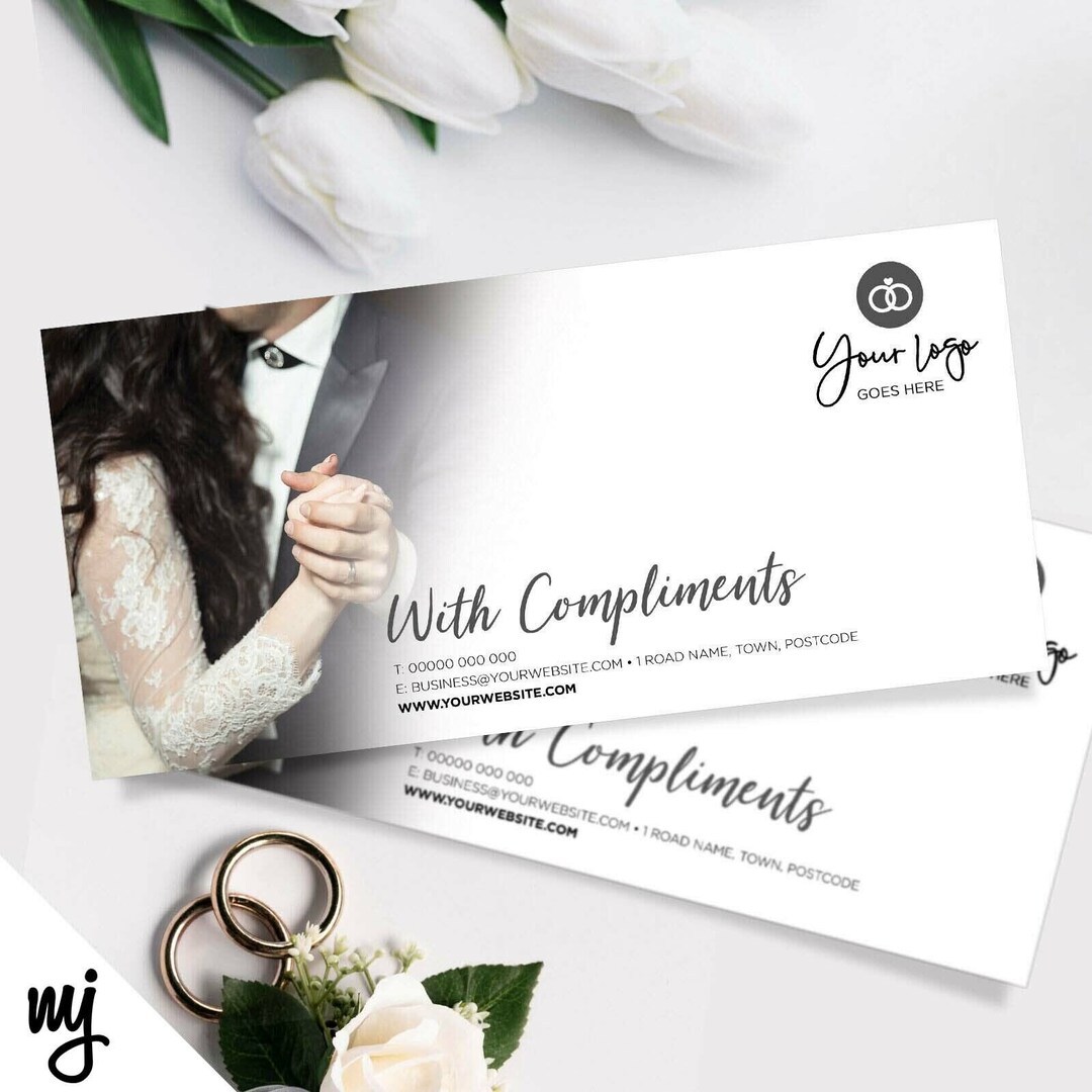 Custom Compliment Slip Printing Wedding Bridal Shop Groom Venue Married ...