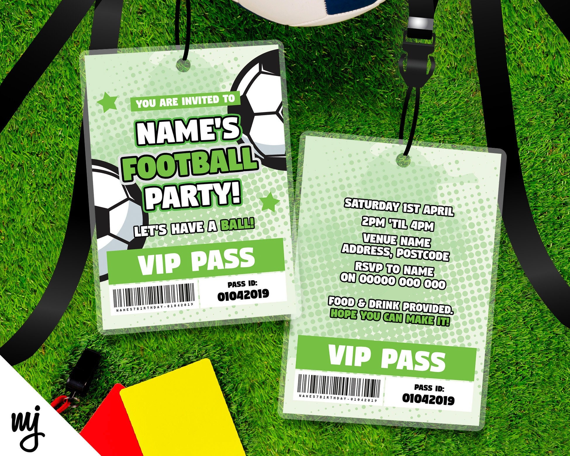 Personalised Football / Sports Party Style VIP Pass & Lanyards - Etsy UK
