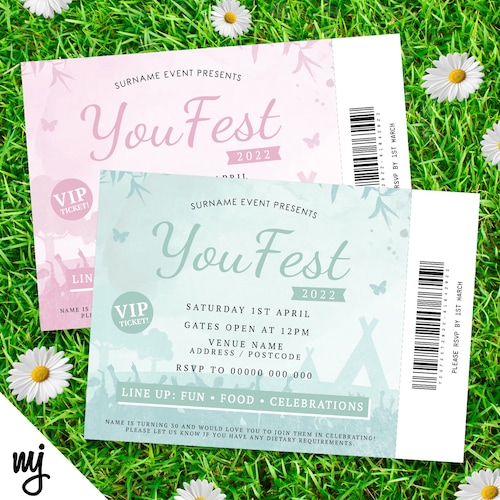 Personalised Festival Invitations Pastel - Etsy