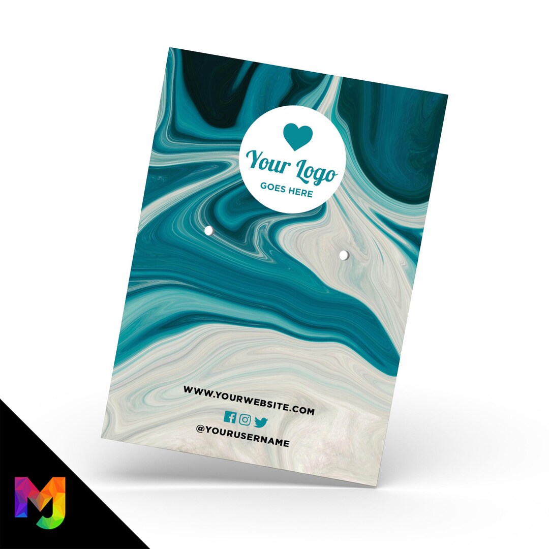 Custom Jewellery Backing Card Printing | A6 Size | Blue White Swirl Wax ...
