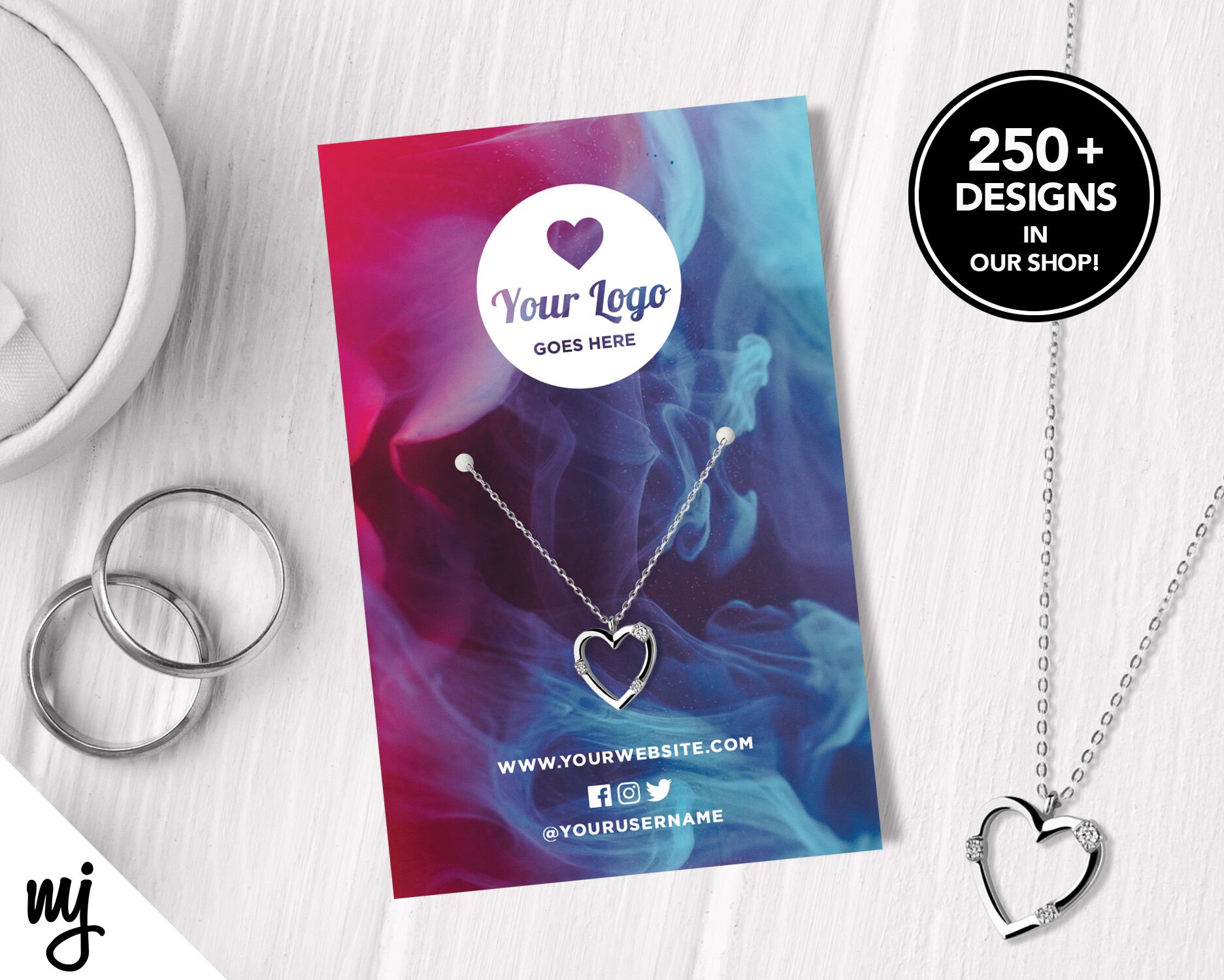 Custom jewellery backing card printing A7 size Blue red | Etsy