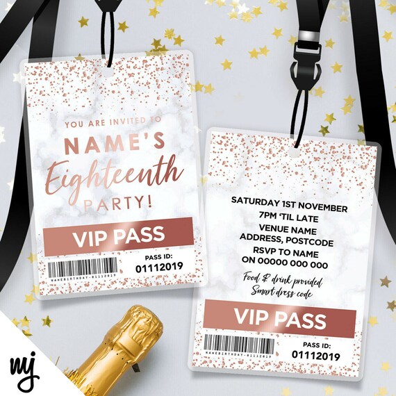 18th Birthday Vip Pass Invitations 16th Birthday Party VIP Pass