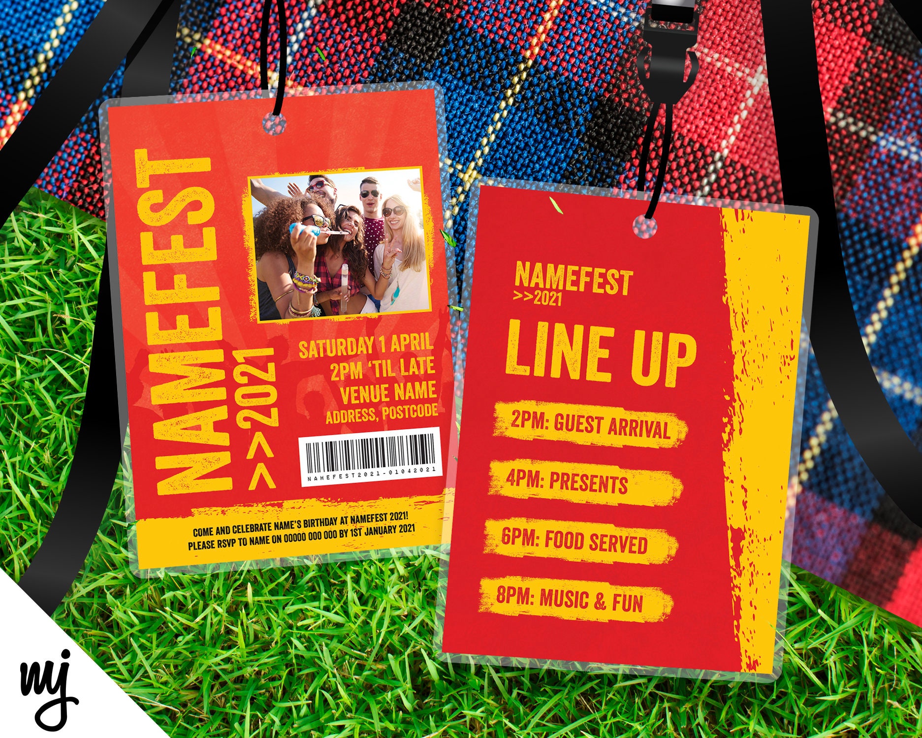 Personalised Festival Style VIP Pass & Lanyard Invitations - Etsy UK