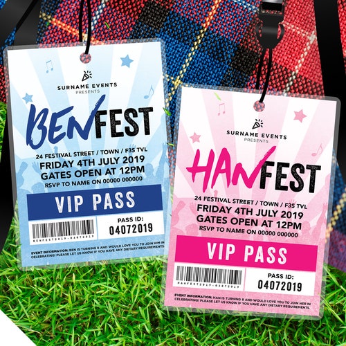 Personalised Festival VIP Ticket Style Party Invitations | Etsy UK