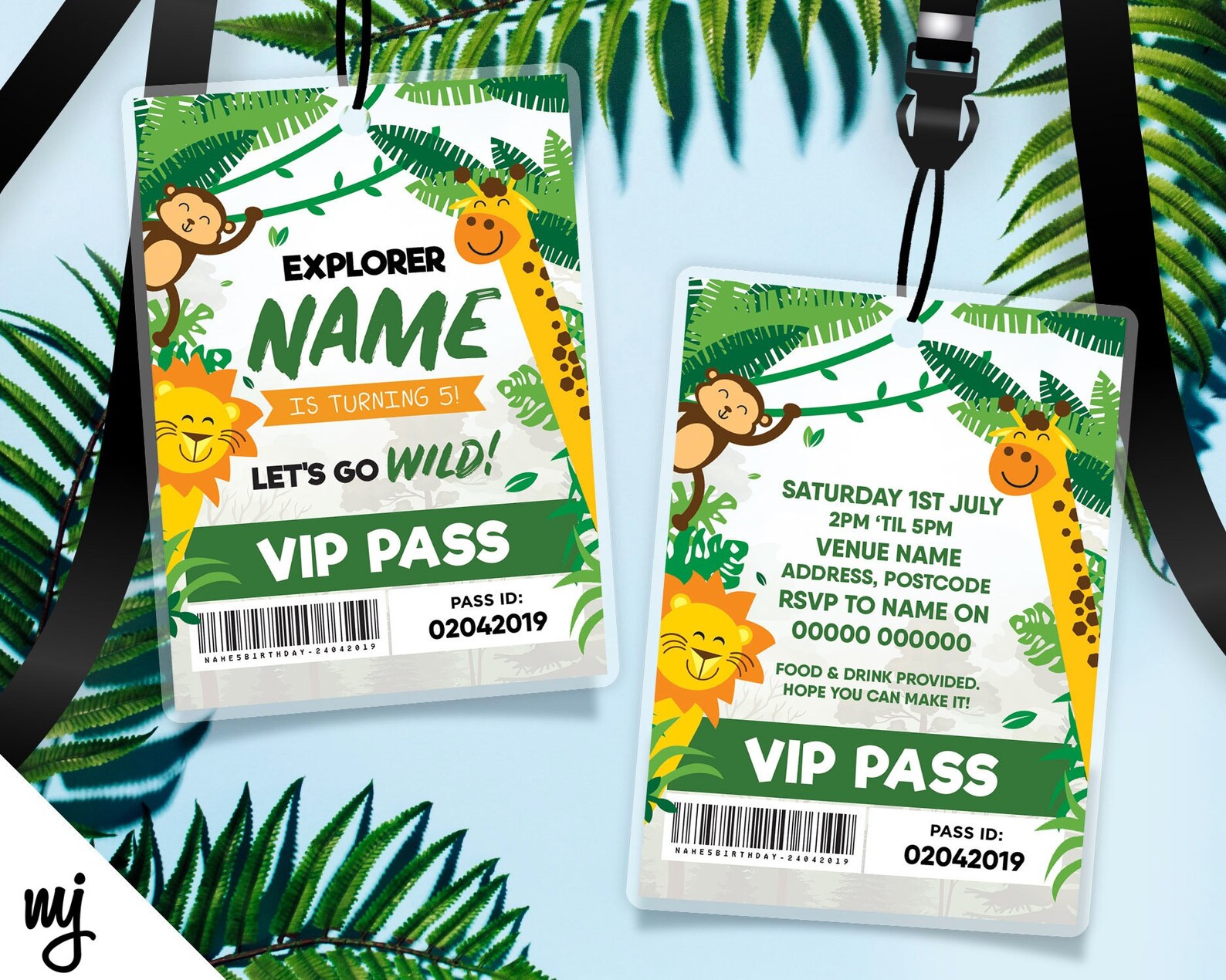 Personalised Jungle Animals Style VIP Pass & Lanyard - Etsy UK